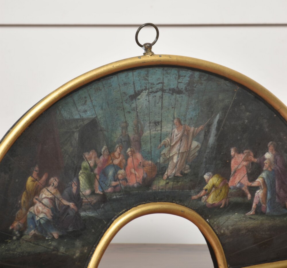 Antiques Atlas - Painted Fan Leaf With Biblical Scene In Gilt Metal ...