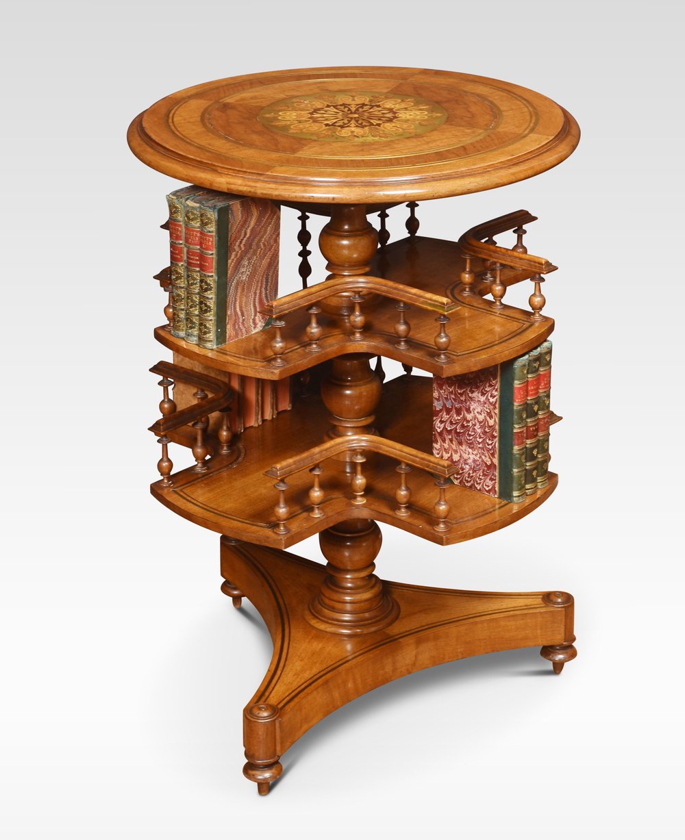 Walnut Brass Inlaid Book Table - Antiques Atlas