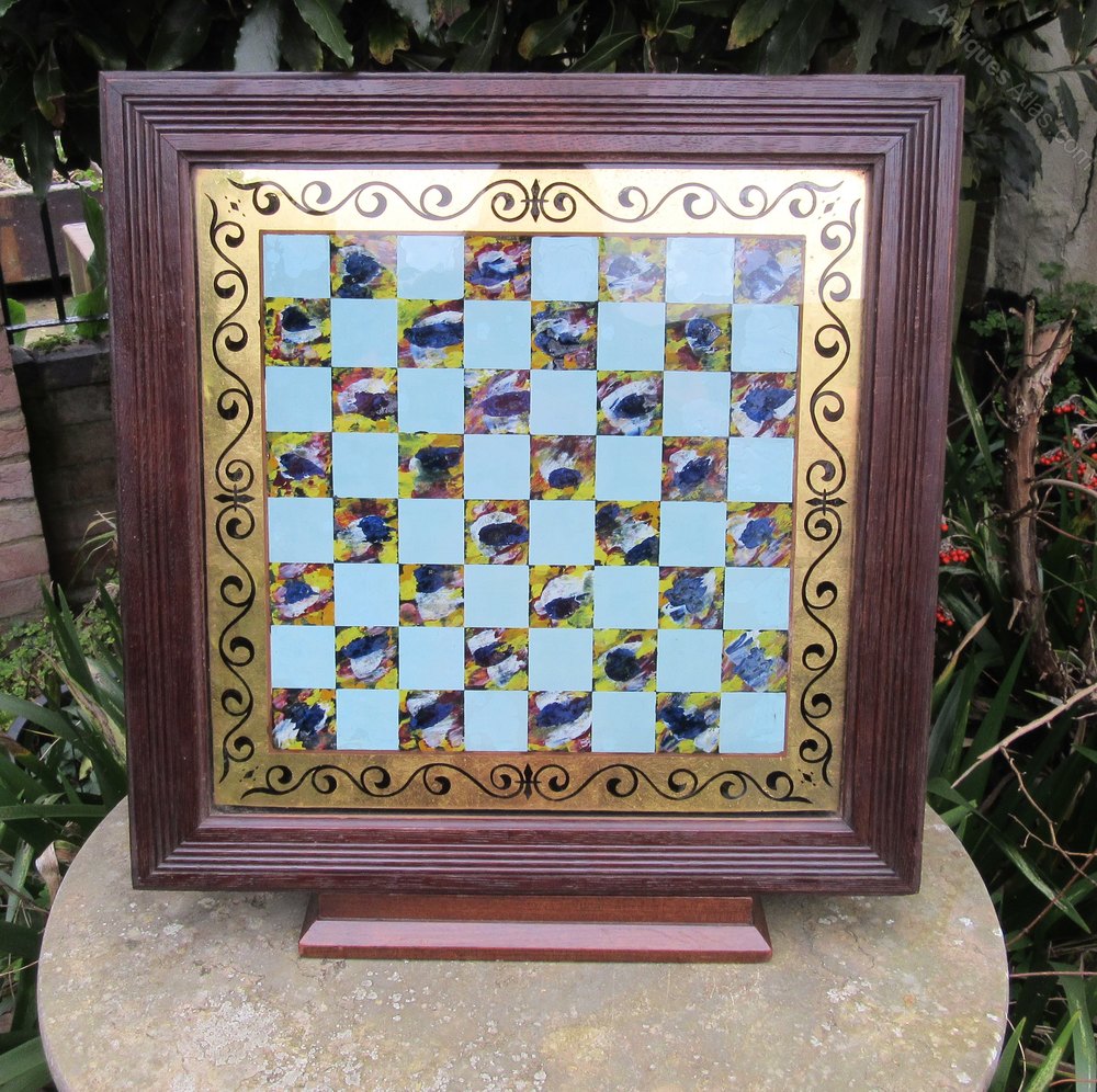 Antiques Atlas - Victorian Decorated Glass Chess Board C1880