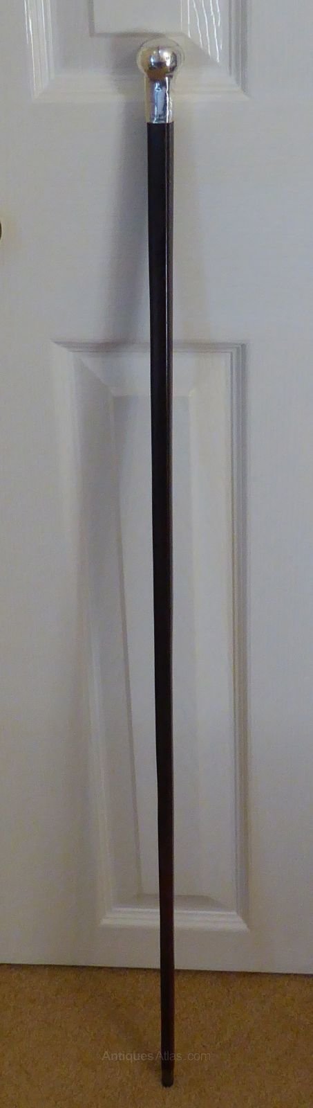 Antiques Atlas - 1919 Square Walking Stick Cane Solid Silver Snake