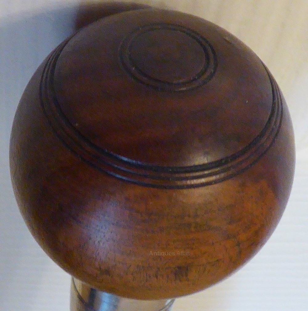 Antiques Atlas - Bowling Ball Walking Stick Cane 1920 Solid Silver