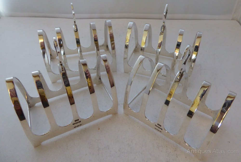 Antiques Atlas - Rare Boxed Set 4 Solid Silver Irish Toast Racks