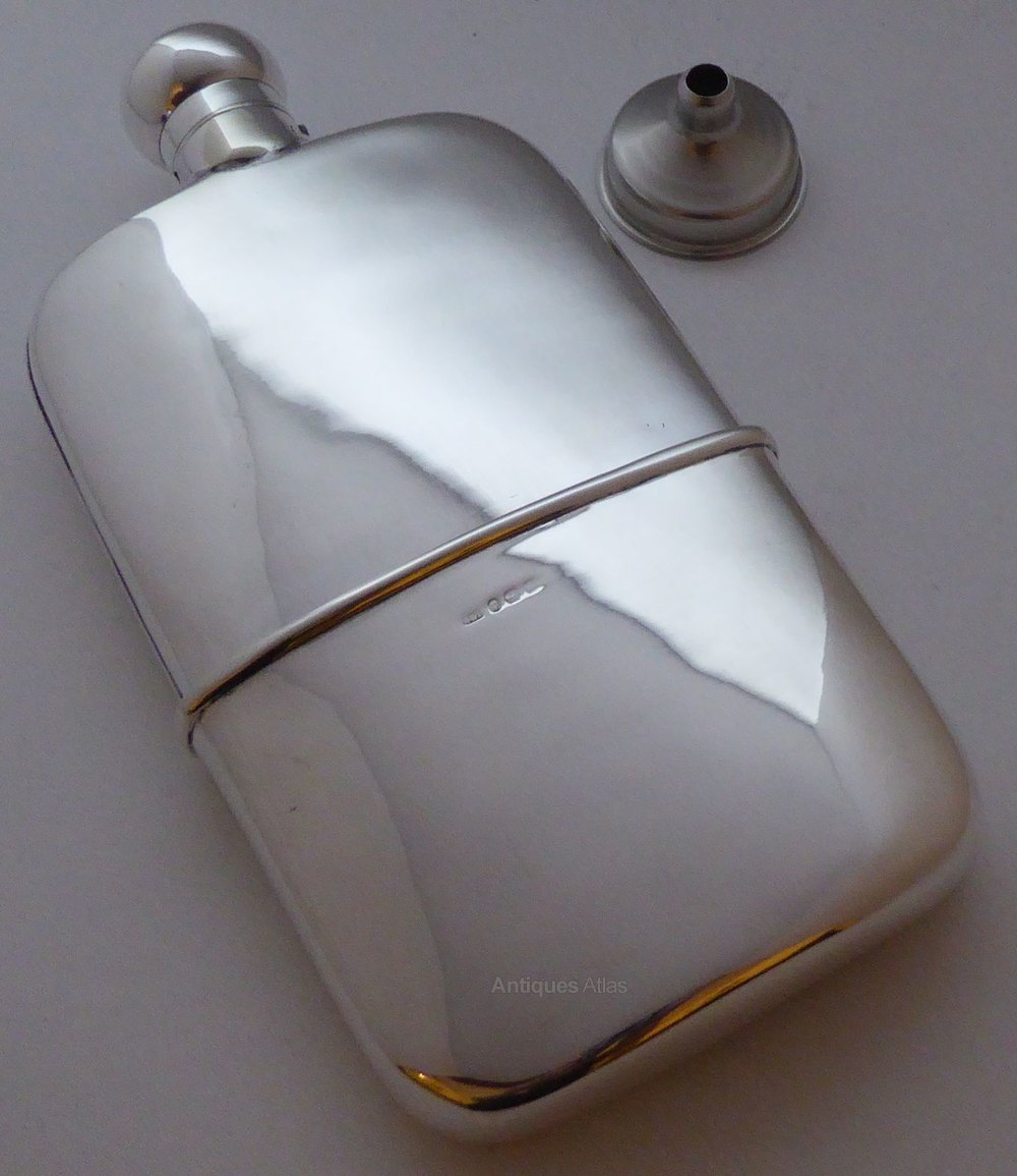 Antiques Atlas - Victorian 1889 Solid Hallmarked Silver Hip Flask