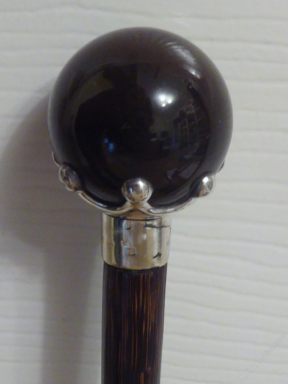 Antiques Atlas - Victorian Walking Stick Cane Agate Ball Silver