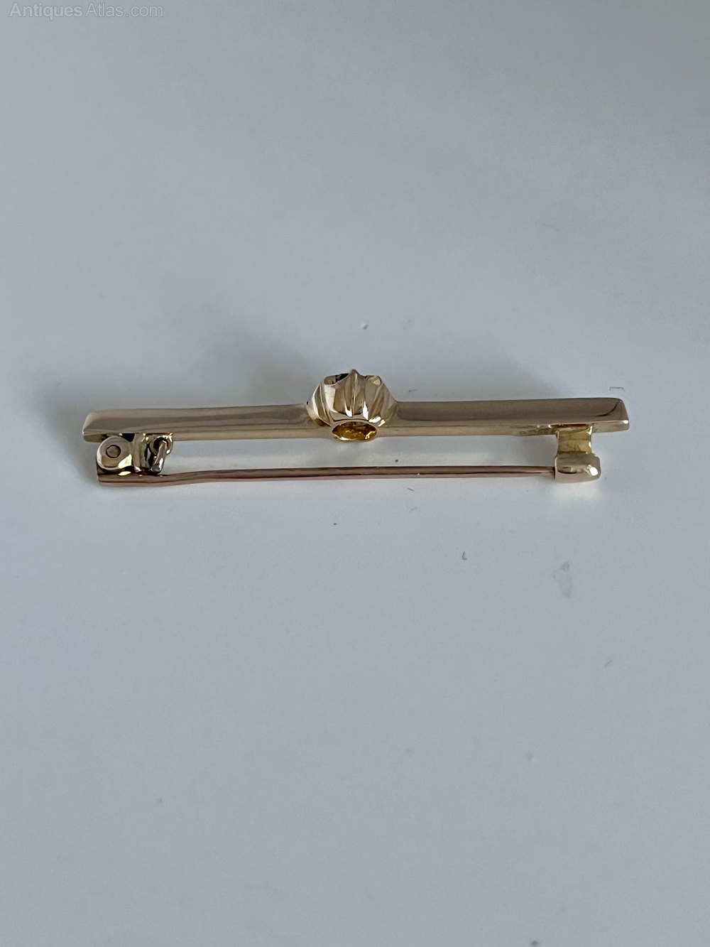Antiques Atlas - Yellow Gold Bar Brooch Set With An Old Cut Diamond