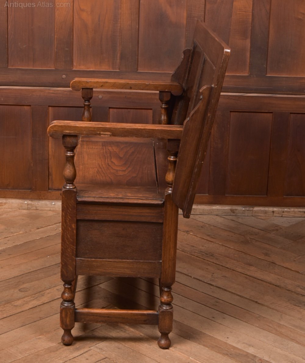 Edwardian Oak Monk's Bench / Hall Seat - Antiques Atlas
