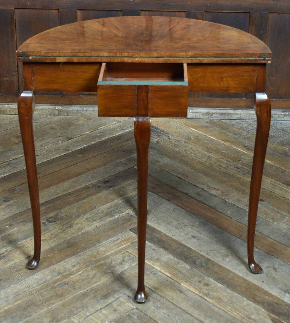 Walnut Demi Lune Fold -Over Card Table as856a2996 / SAI4052 - Antiques ...