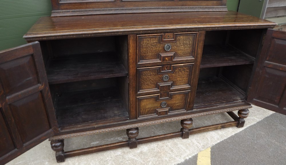 Vintage 1930s Solid Oak Sideboard With Carving - Antiques Atlas