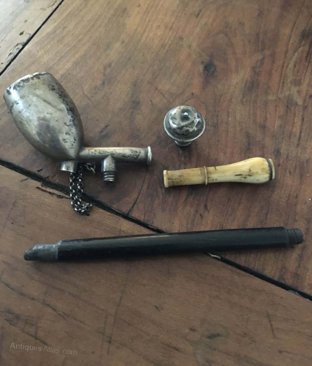 Antiques Atlas - Antique Chinese Silver And Ivory Opium Pipe