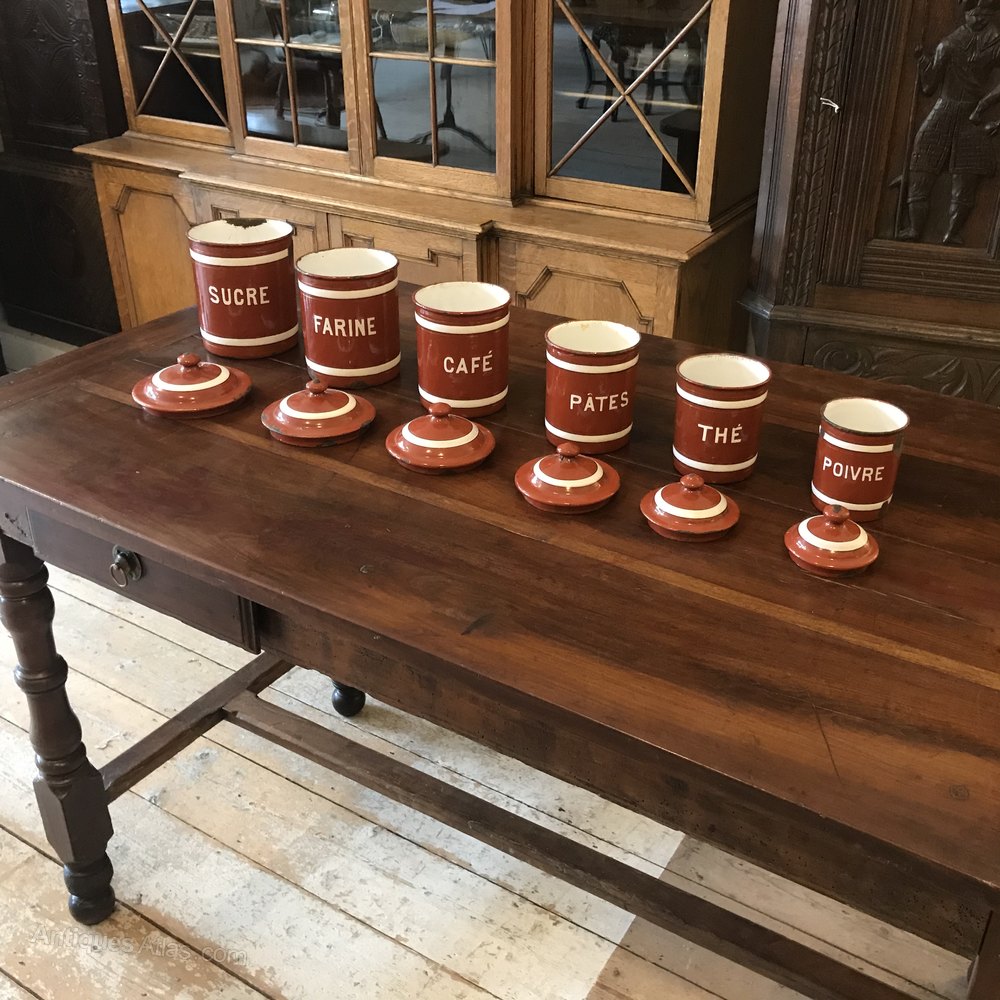 Antiques Atlas - Set Of Six French Enamel Jars