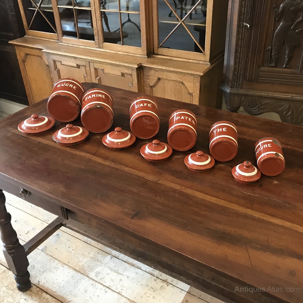 Antiques Atlas - Set Of Six French Enamel Jars