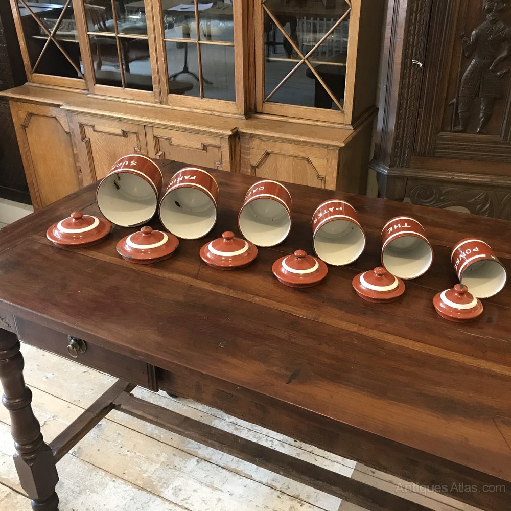Antiques Atlas - Set Of Six French Enamel Jars