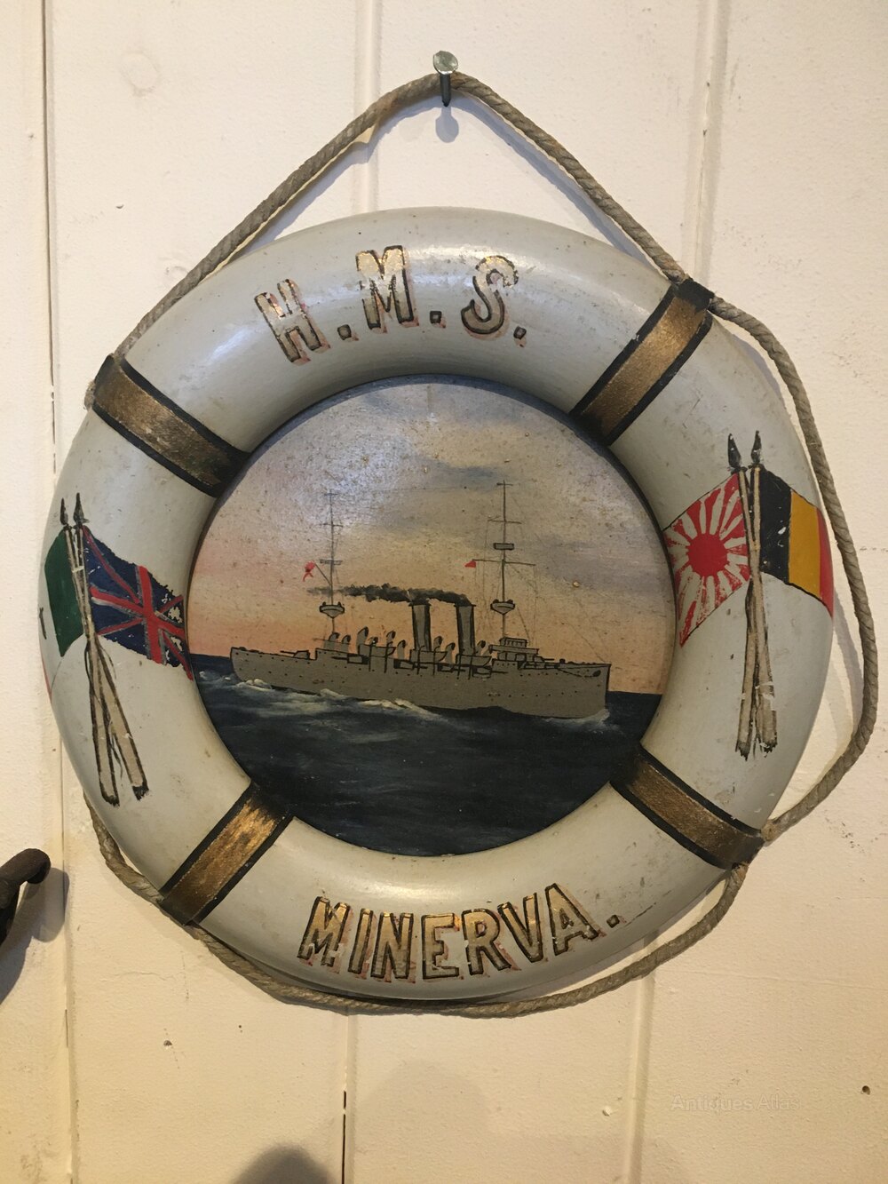 Antiques Atlas - WW1 H M S Life Ring as897a800 / Minerva