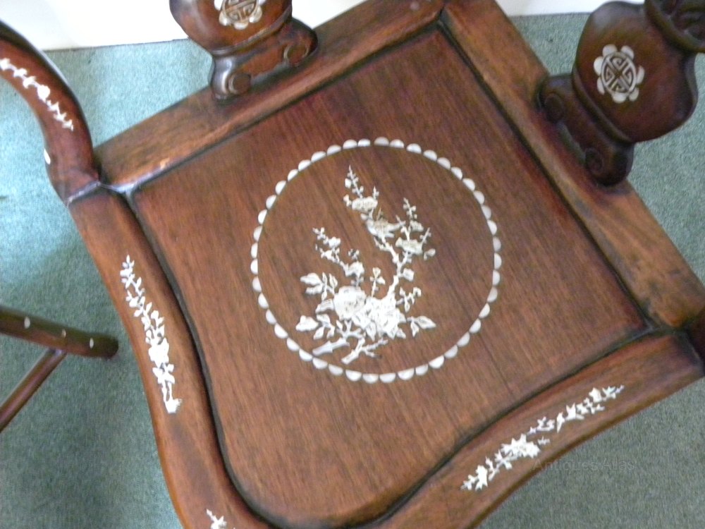 A Pair Of Chinese Rosewood Inlaid Corner Chairs - Antiques Atlas