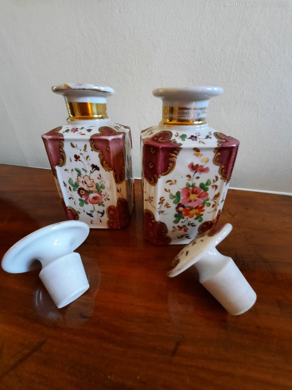Antiques Atlas - A Pair Of French Hand Painted Porcelain Bottles ...