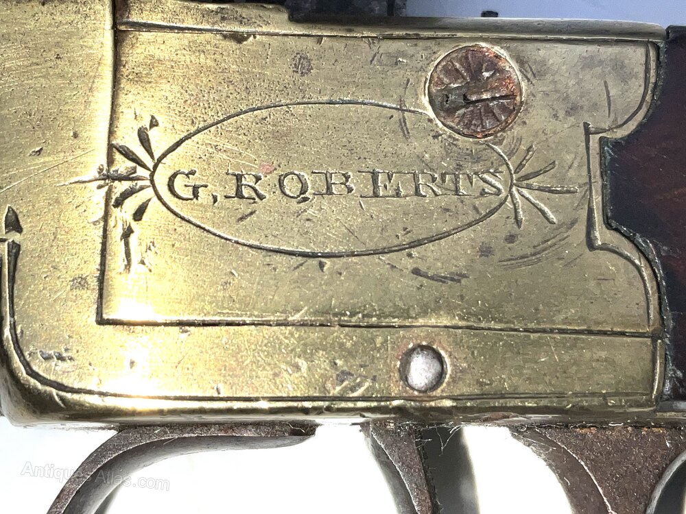 Antiques Atlas - FLINTLOCK PISTOL ALL BRASS BOX LOCK BY G ROBERTS ...