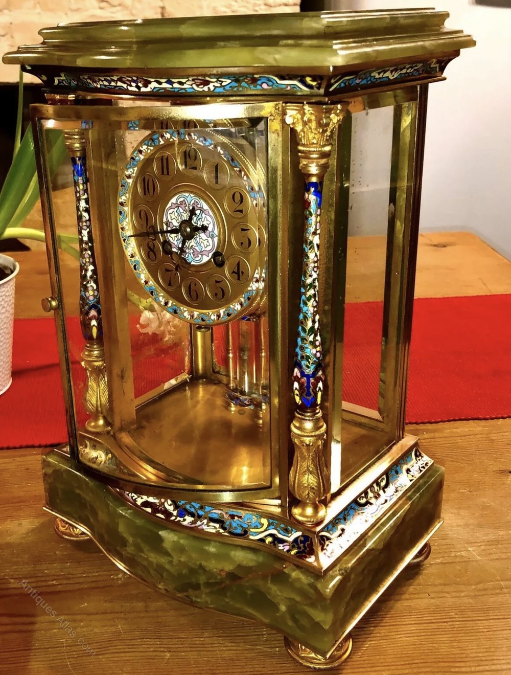 Antiques Atlas - Japy Freres Champleve Four Glass Library Clock