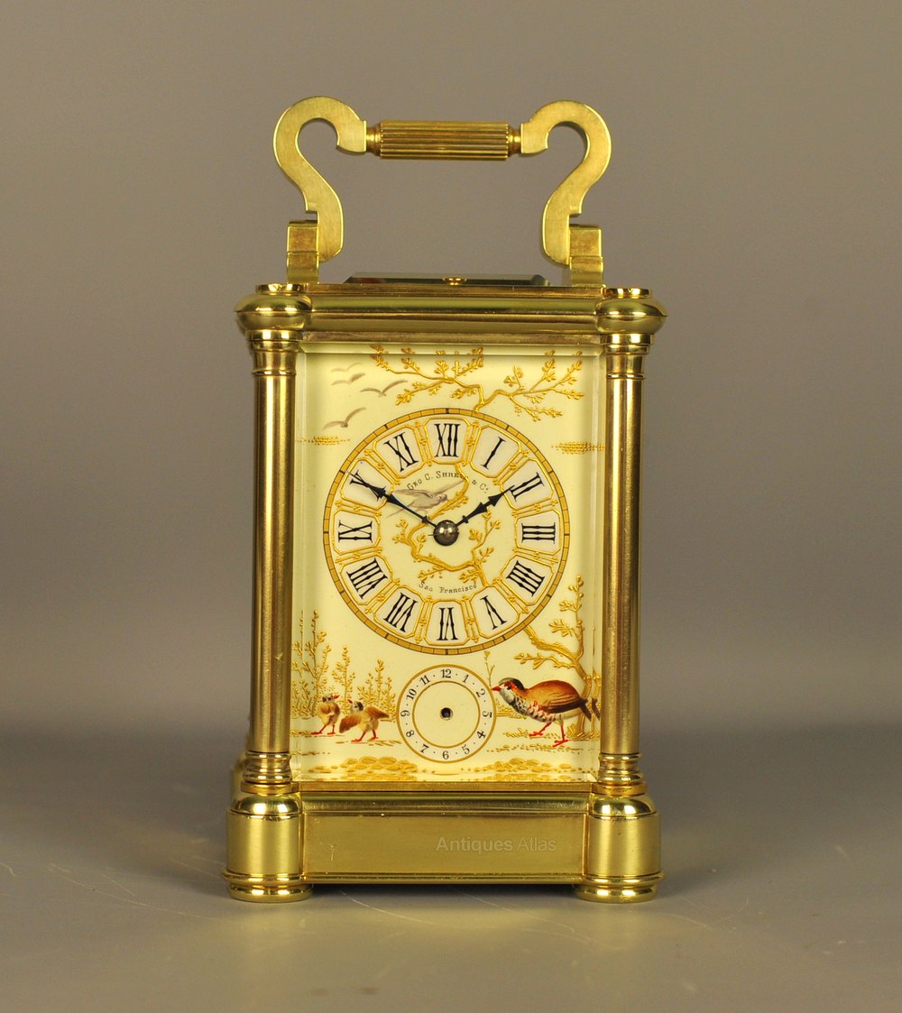 Antiques Atlas - Repeating Porcelain Alarm Carriage Clock as895a167