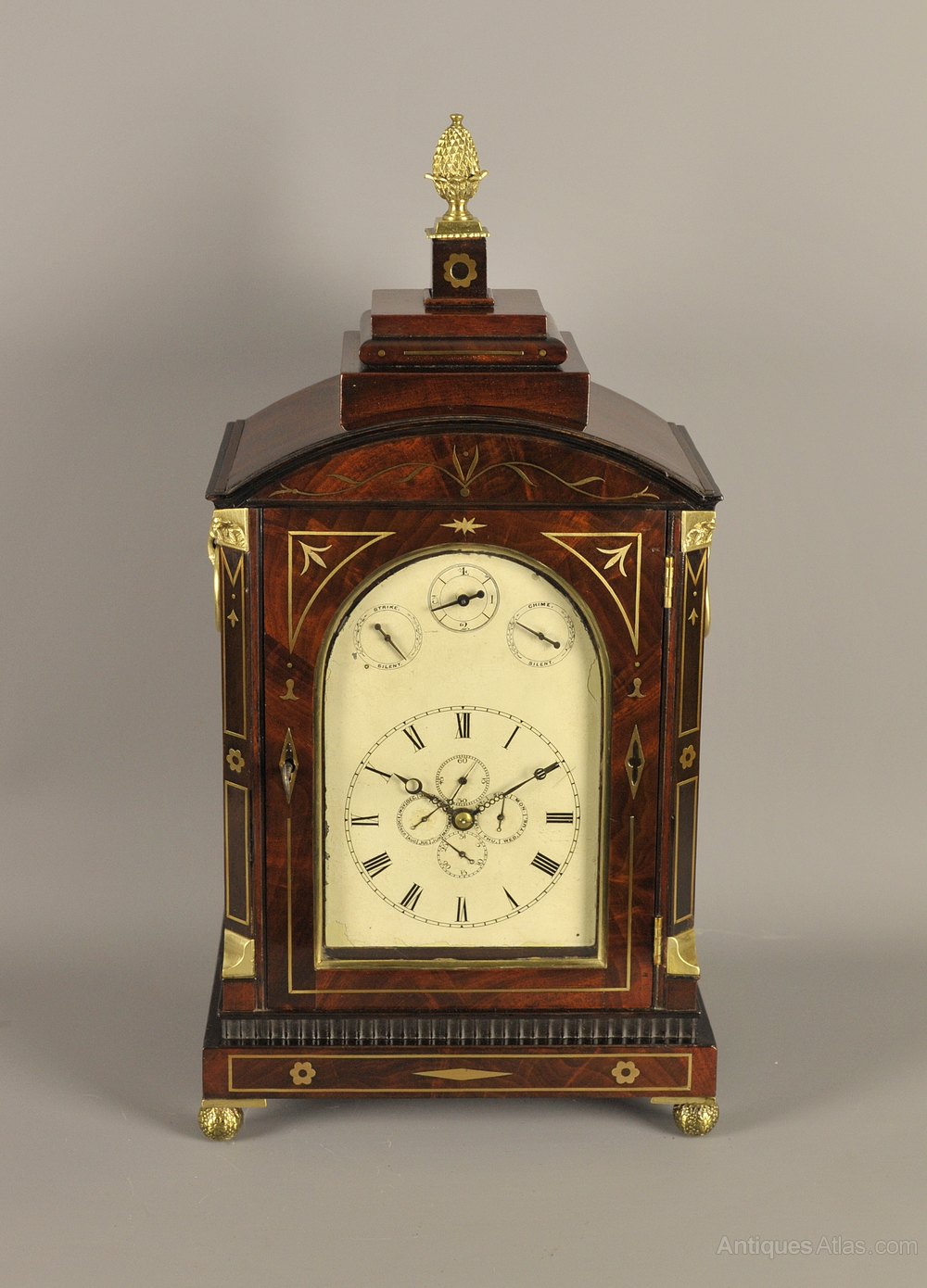 Antiques Atlas - Small Musical Verge Bracket Clock With Calendar