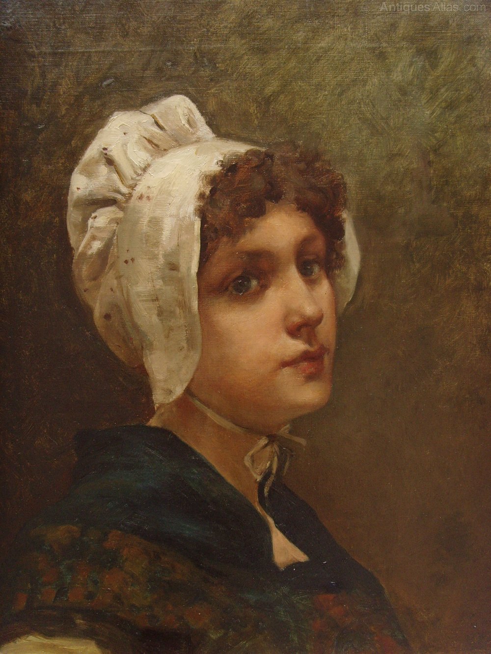 Antiques Atlas - Albert Ludovici RBA Oil Portr. Boulogne Fishergirl