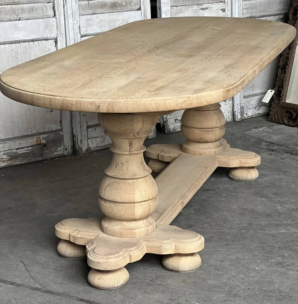 French Bleached Oak Monastery Refectory Table as696a2145 - Antiques Atlas