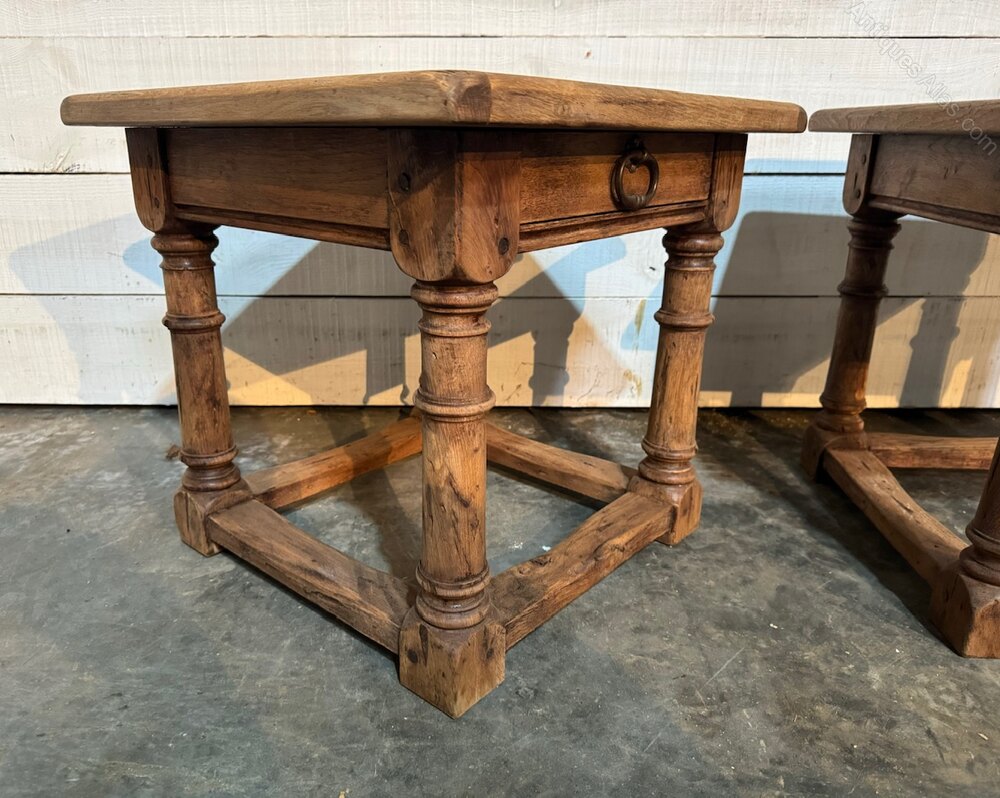 Pair Bleached Oak End Tables as696a2368 - Antiques Atlas