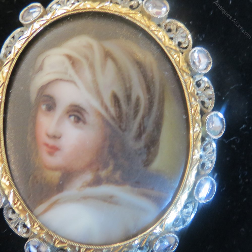 Antiques Atlas - Antique Gold And Diamond Portrait Brooch