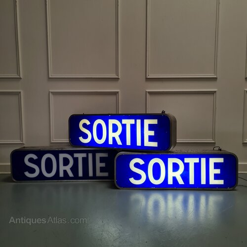 Antiques Atlas - Vintage French Illuminated Light Exit Sign as1219a110