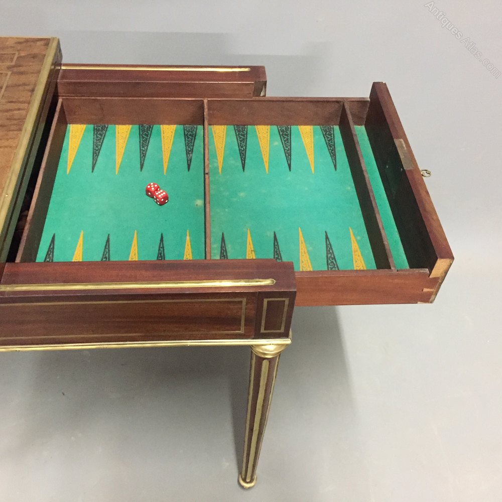 French Brass Inlaid Games Table - Antiques Atlas