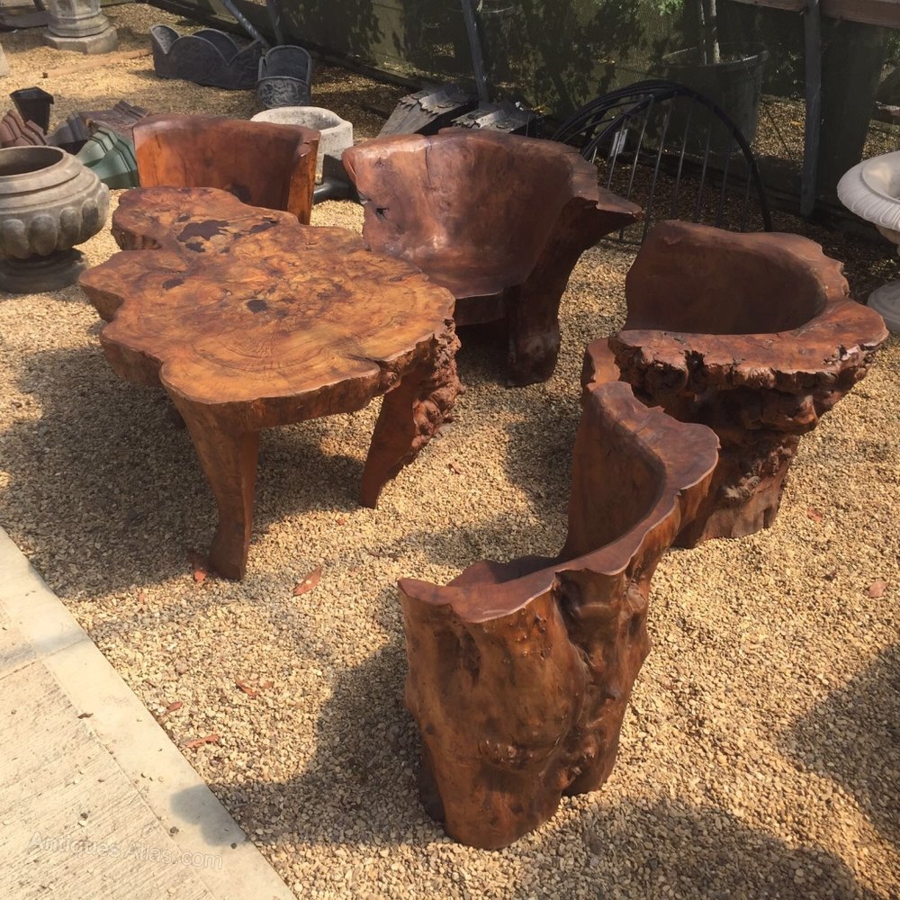 Antiques Atlas - Hand Carved Elm Table And Chairs