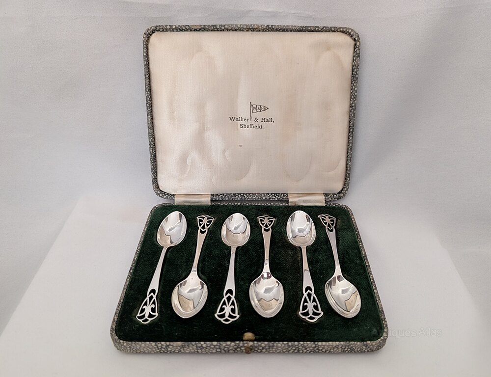 Antiques Atlas - Art Deco Set Of Six Silver Teaspoons, Cased, 1938 ...