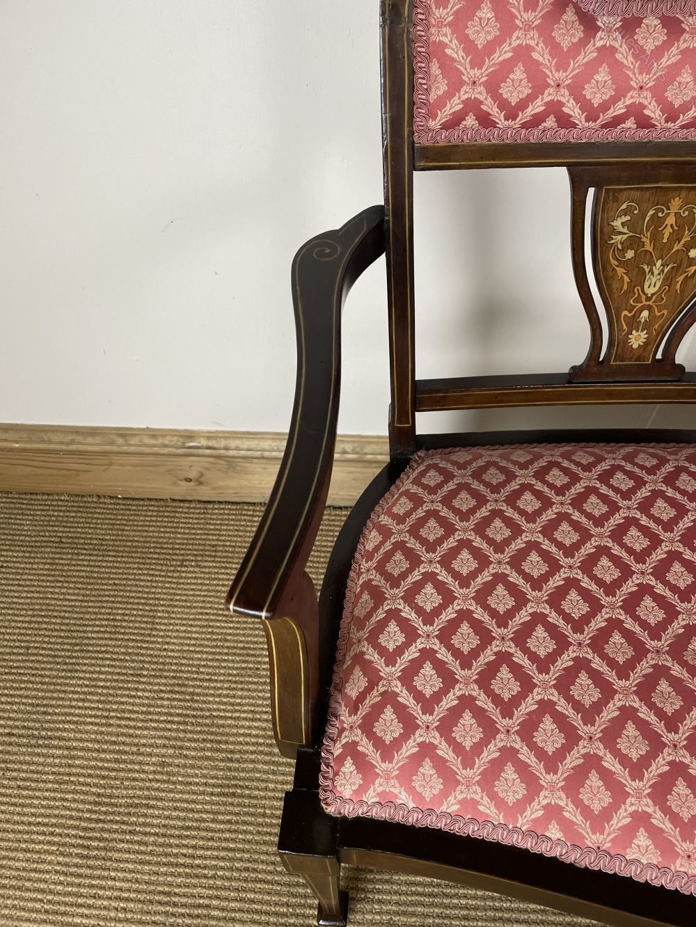 Antique Mahogany Love Bench With Original Fabric - Antiques Atlas