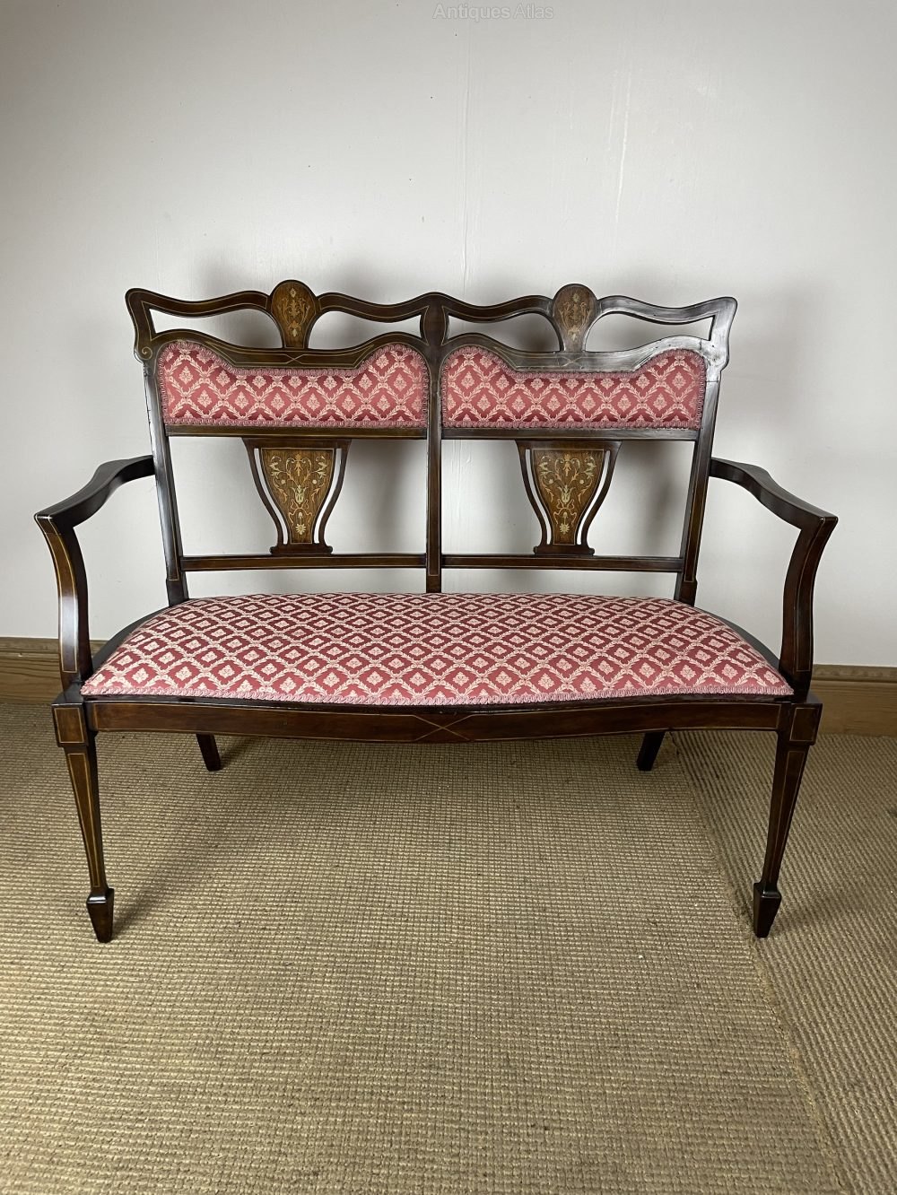 Antique Mahogany Love Bench With Original Fabric as1185a045 / TD_3033 ...