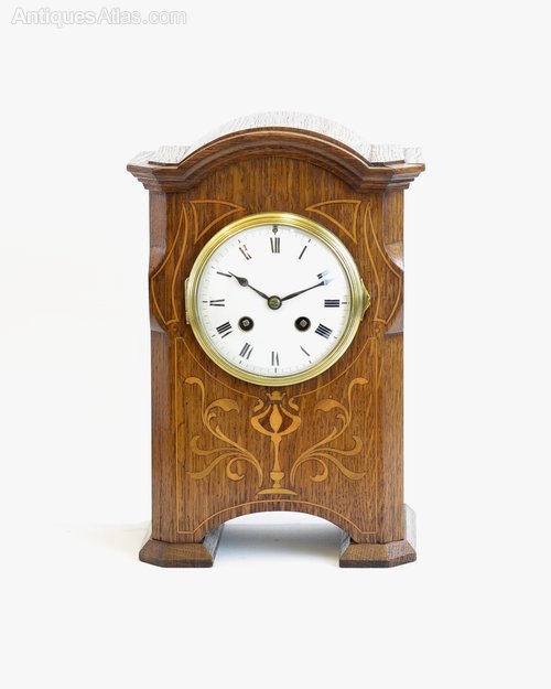 Antiques Atlas - Oak Cased Art Nouveau Mantel Clock