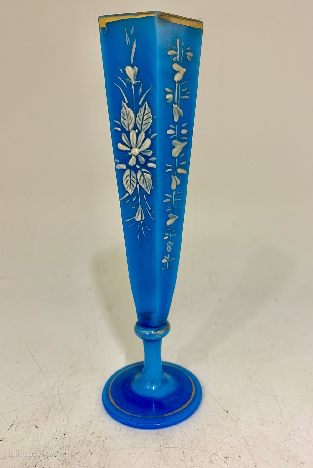 Antiques Atlas - 19 Th Century Blue Opaque Glass Vase Circa 1865