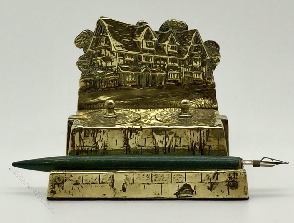 Antiques Atlas - Antique Brass Double Inkwell Circa 1900