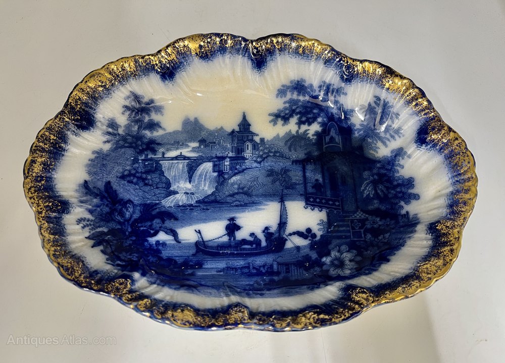 Antiques Atlas - Antique Flo Blue Pottery Dish Circa 1865