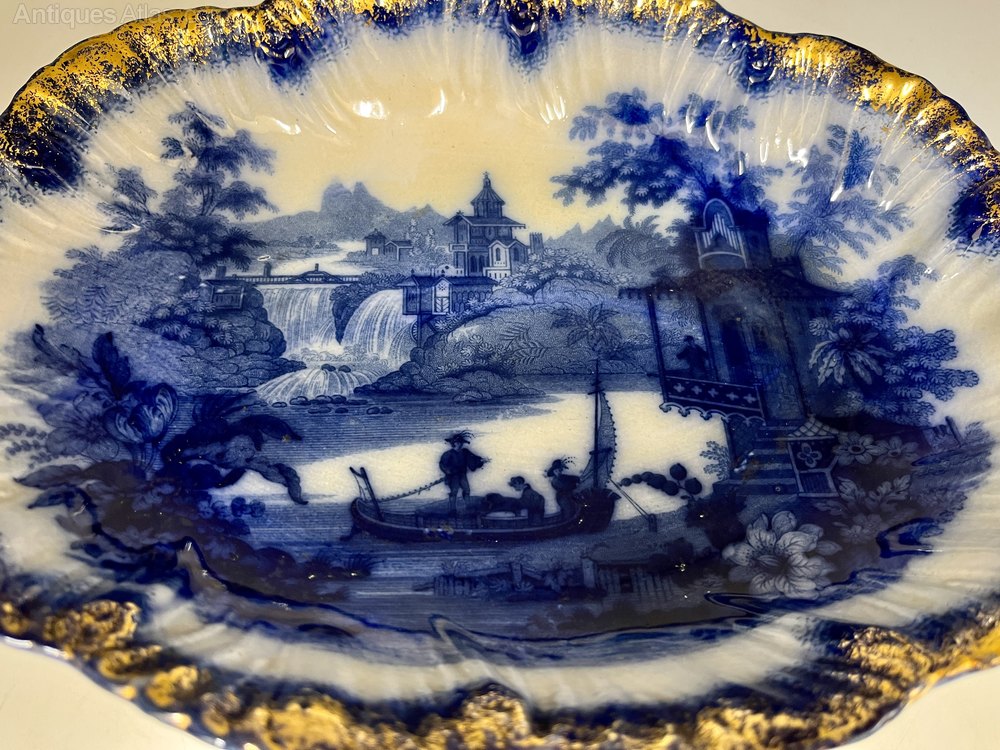 Antiques Atlas - Antique Flo Blue Pottery Dish Circa 1865
