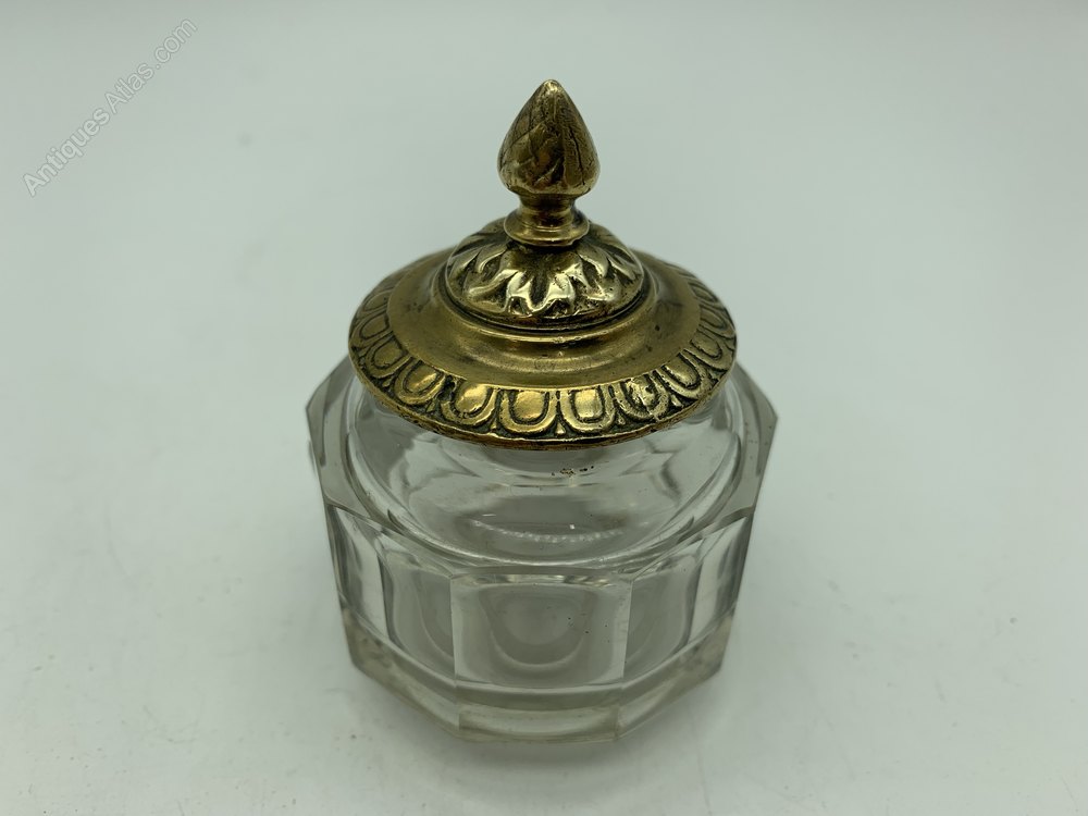 Antiques Atlas - Antique Glass Inkwell With Brass Lid Circa 1850