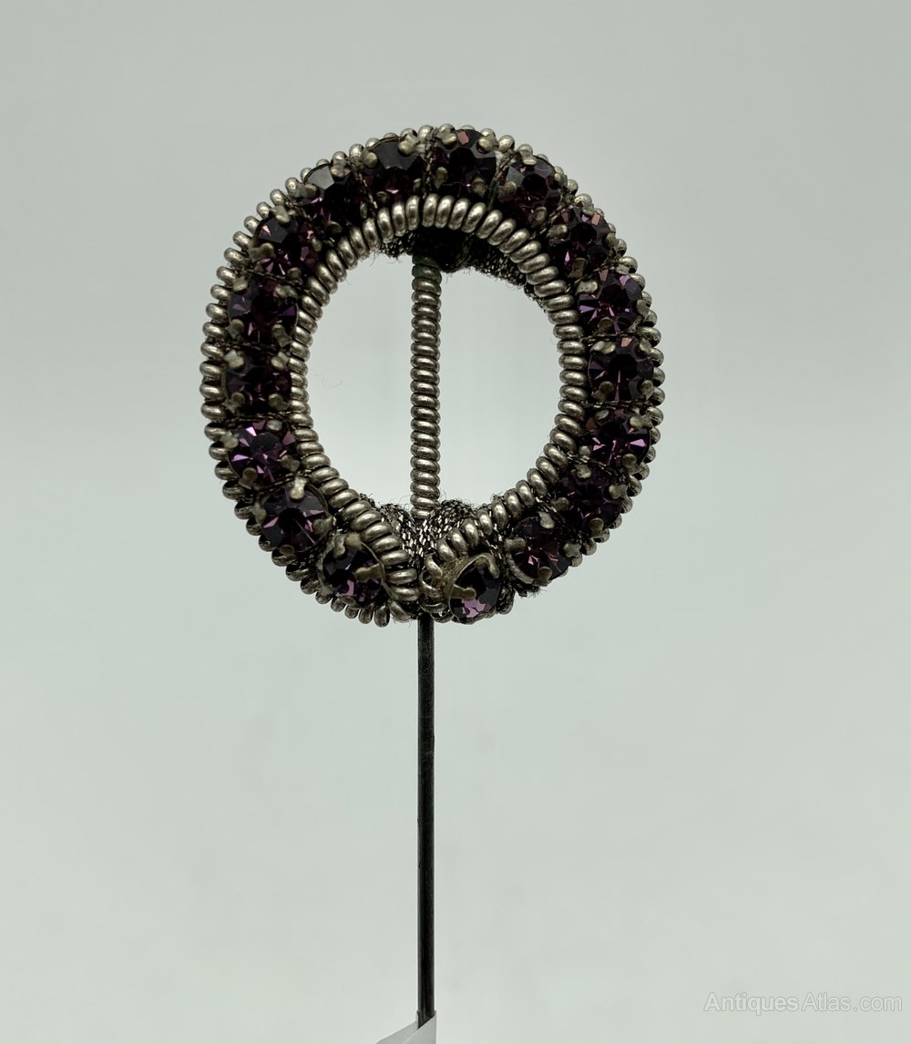 Antiques Atlas - Antique Hat Pin Set With Coloured Stones Circa1900