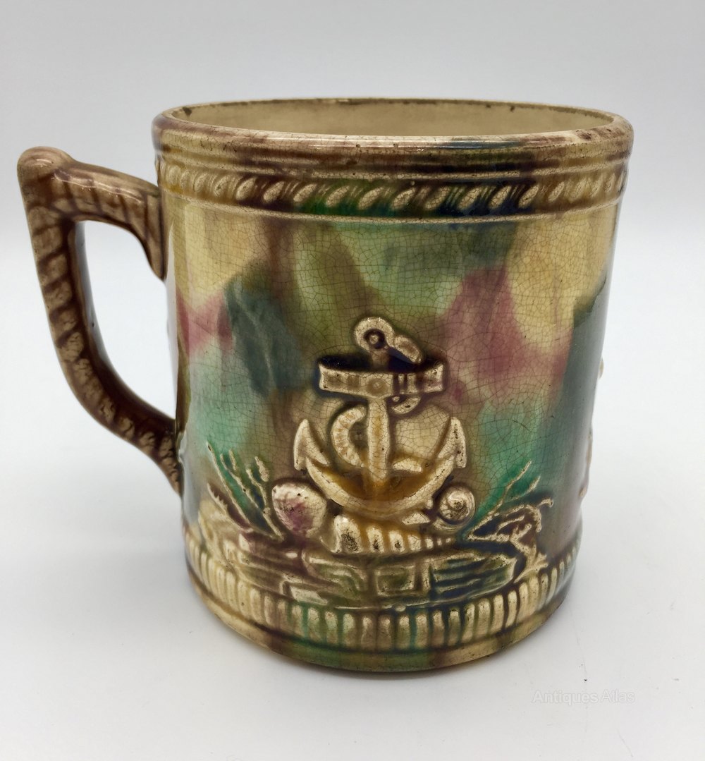 Antiques Atlas - Antique Majolica Nautical Mug Circa 1850
