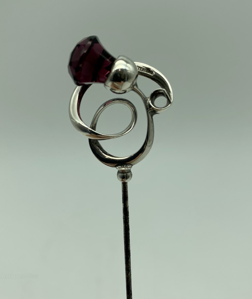 Antiques Atlas - Art Nouveau Silver And Amethyst Hat Pin C.1915