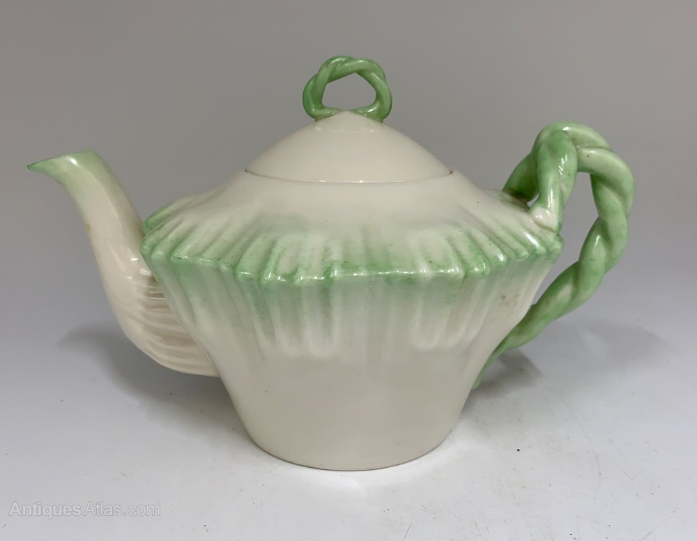 Antiques Atlas - Belleek Hexagonal Pattern Tea Pot Circa 1891/1926
