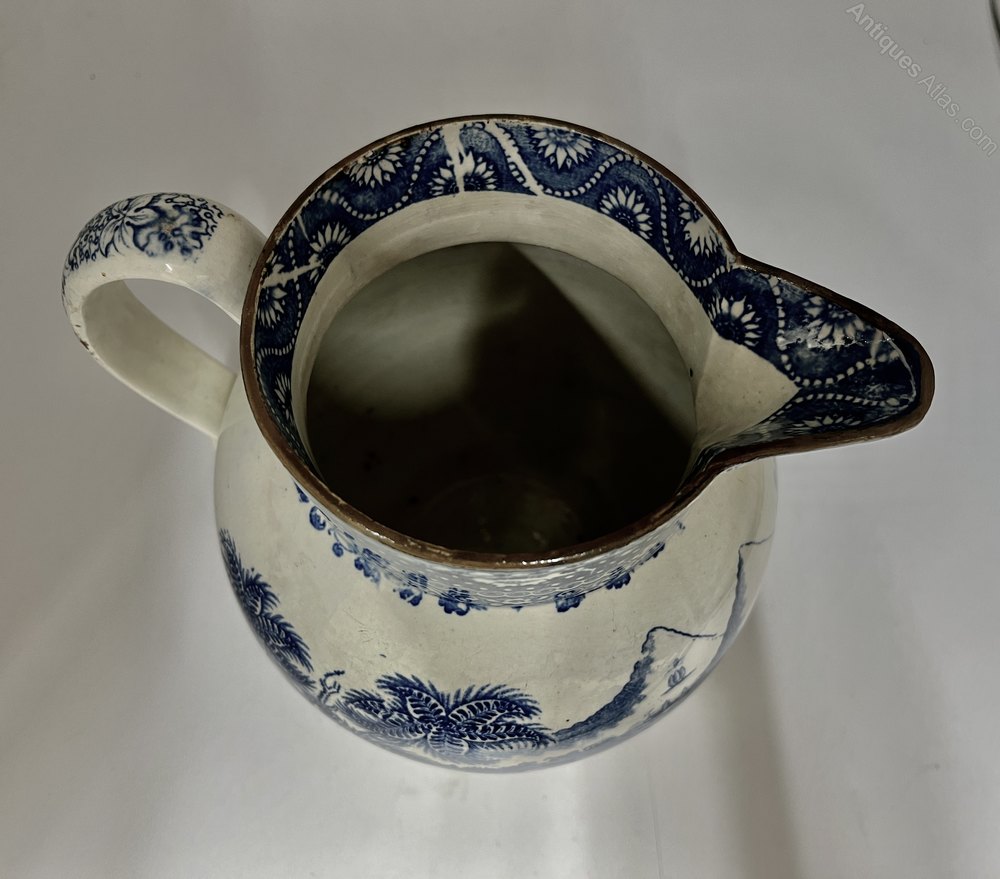 Antiques Atlas - Georgian Pearlware Blue & White PotteryJug Circa 1800