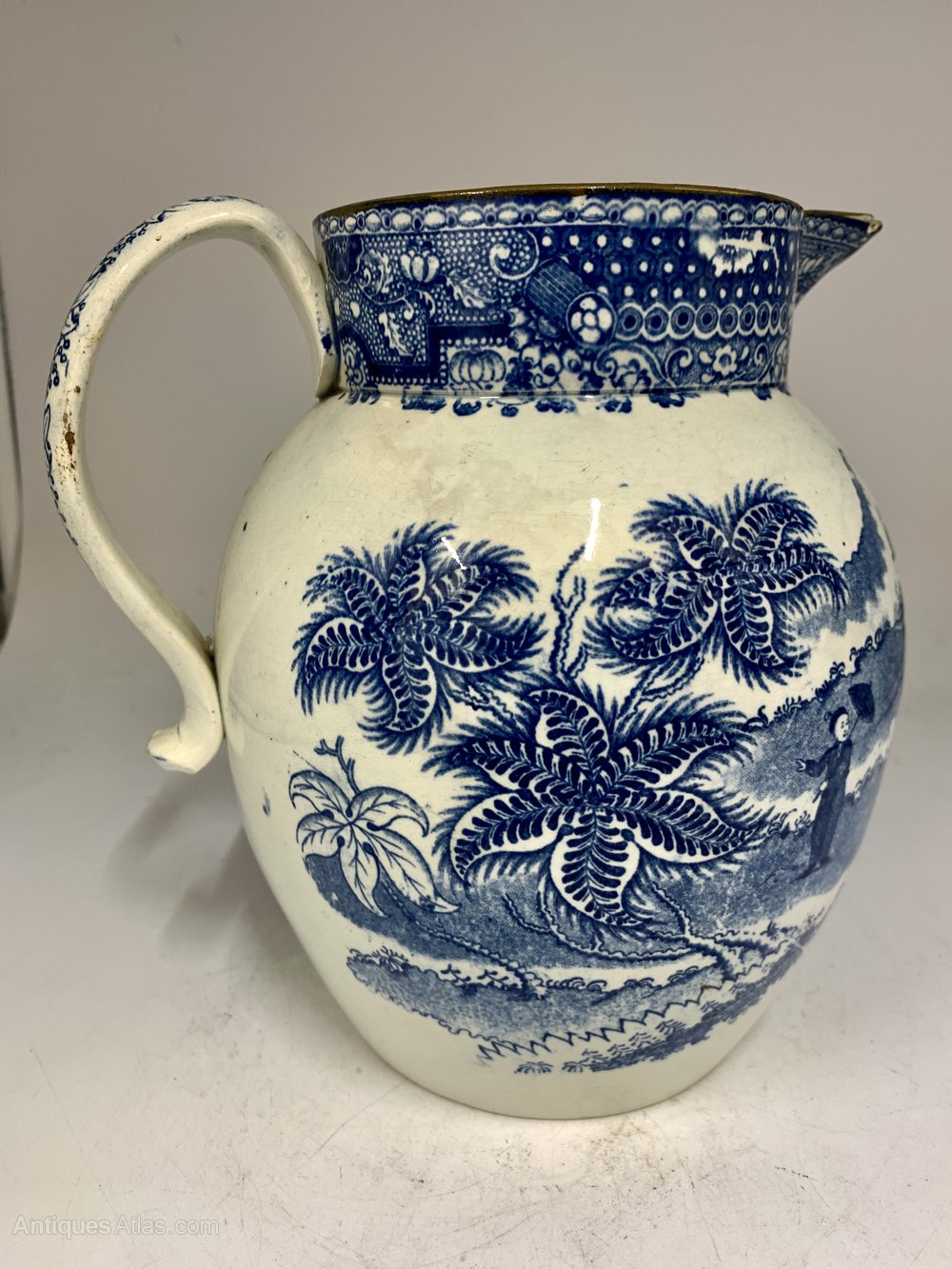 Antiques Atlas - Georgian Pearlware Blue & White Jug Circa 1800