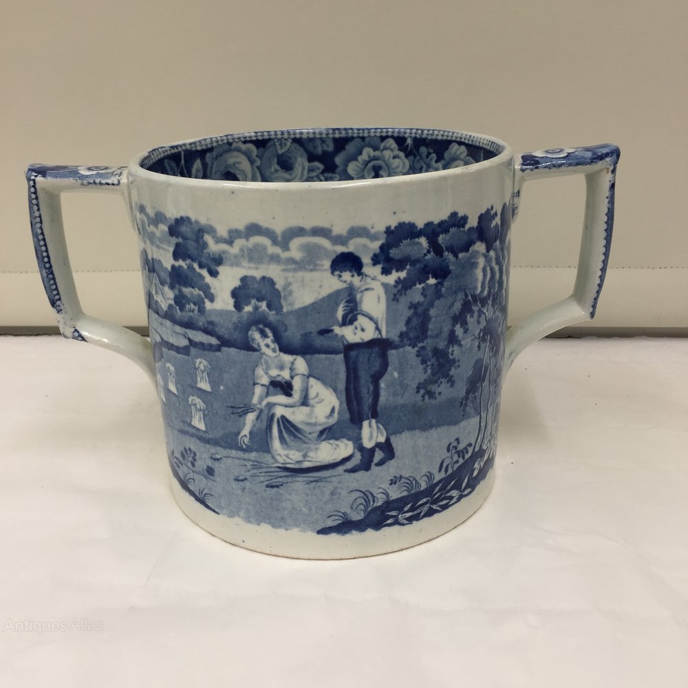 Antiques Atlas - Large Blue & White Transfer Print Loving Cup