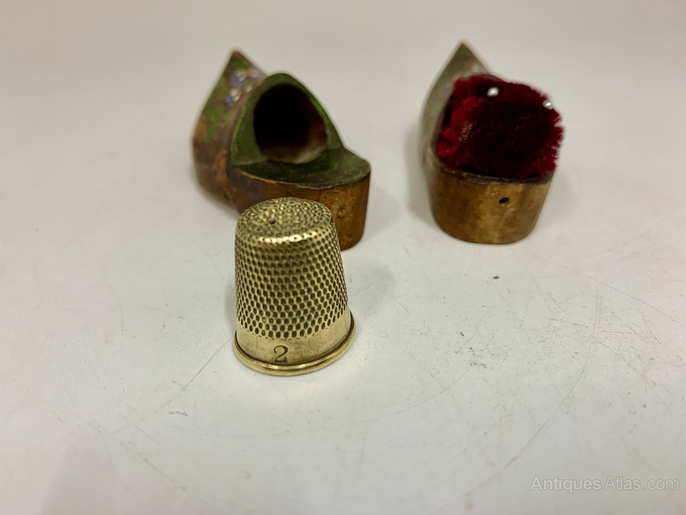Antiques Atlas - Pair Dutch Clogs Thimble Holder And Pin Cushion