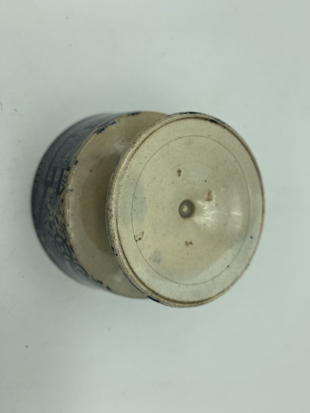 Antiques Atlas - Pearlware Blue White Transfer Print Salt C.1825