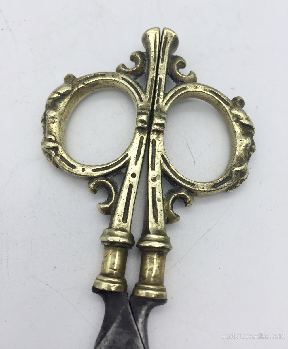 Antiques Atlas - Victorian Scissors In Leather Case Circa 1850