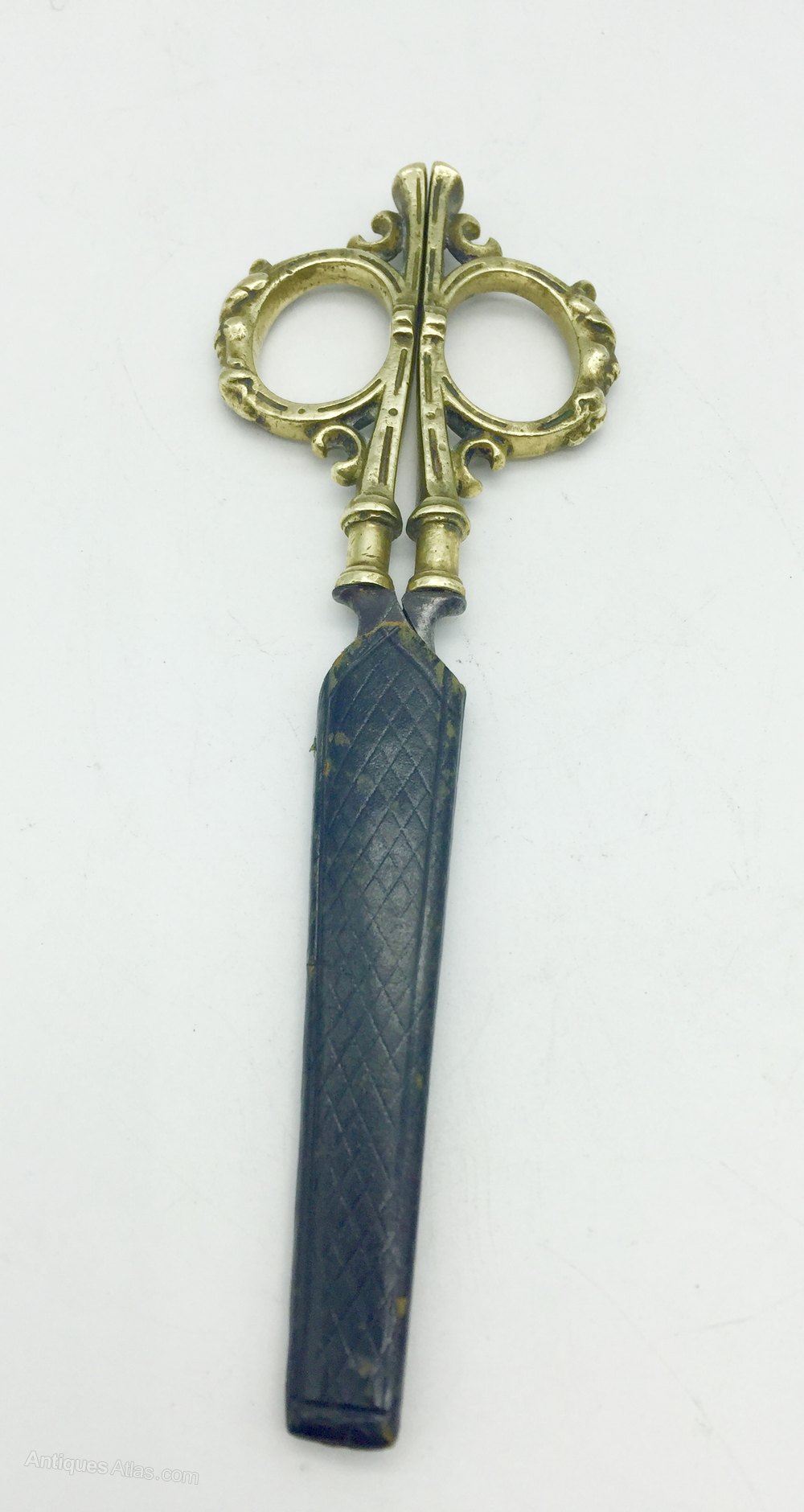Antiques Atlas - Victorian Scissors In Leather Case Circa 1850